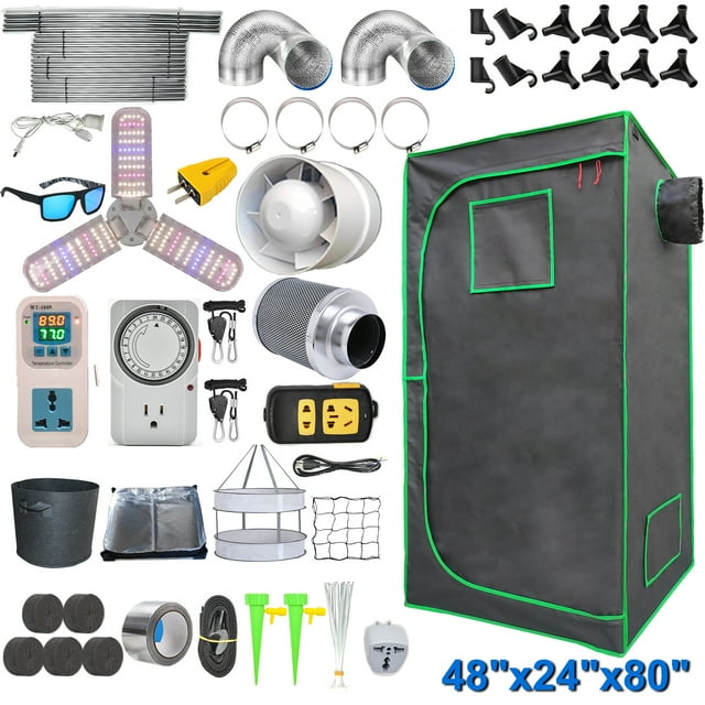 "iMeshbean 48""x24""x80"" Hydroponic Grow Tent Kit with LED Light, Fan ...