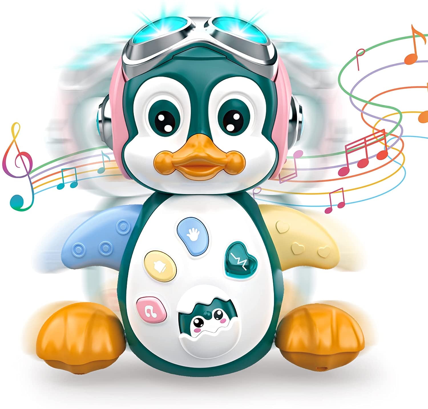 Vanmor Musical Penguin Crawling Toy for Infants 6-12 Months with Lights ...