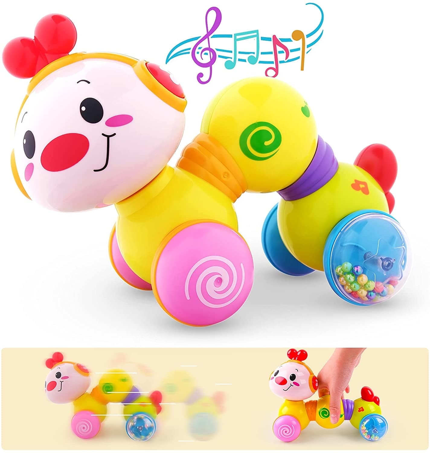 Vanmor Musical Inchworm Toy for Babies 6-18 Months, Interactive ...