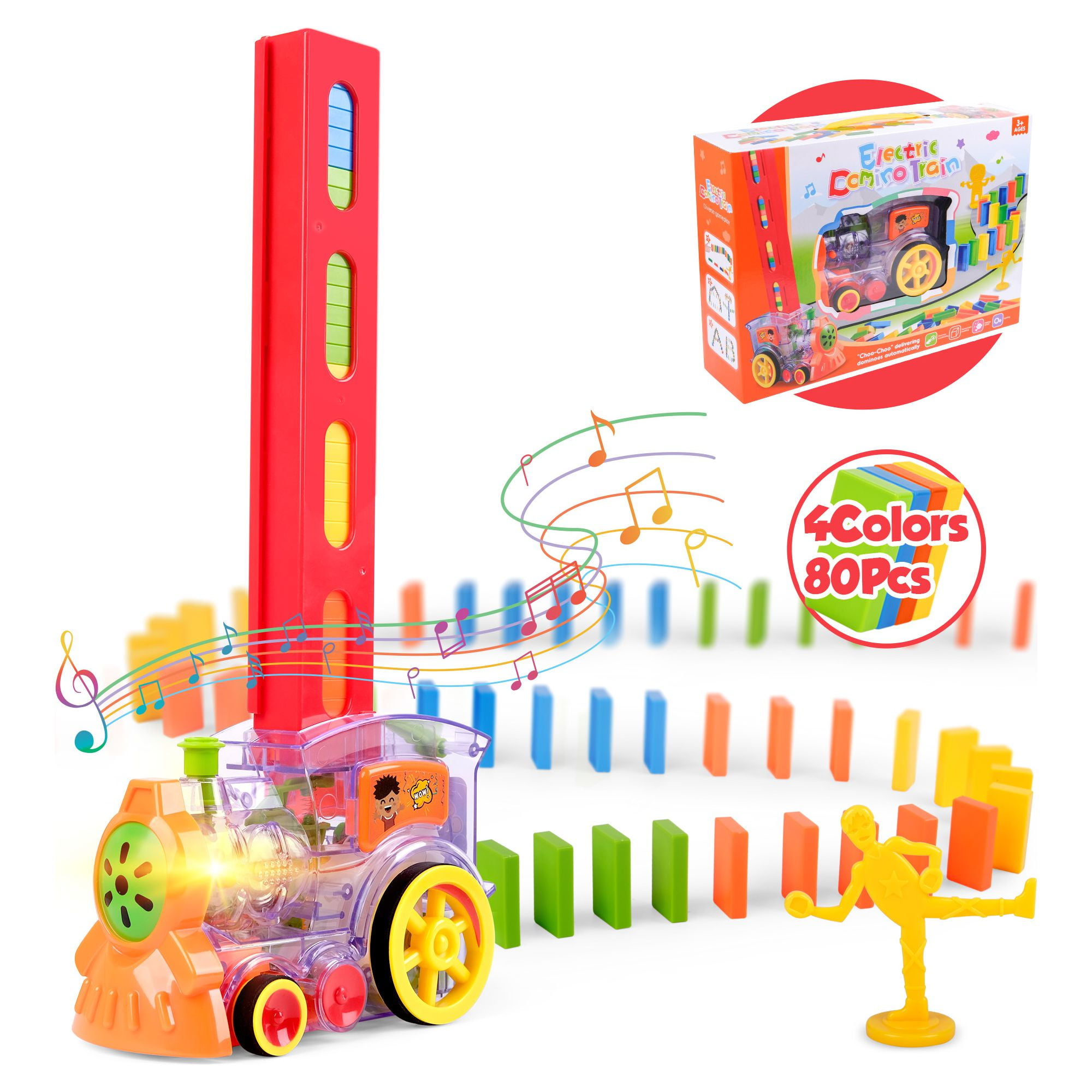 Vanmor Domino Train Toy Set, Automatic STEM Building Blocks, 80 ...
