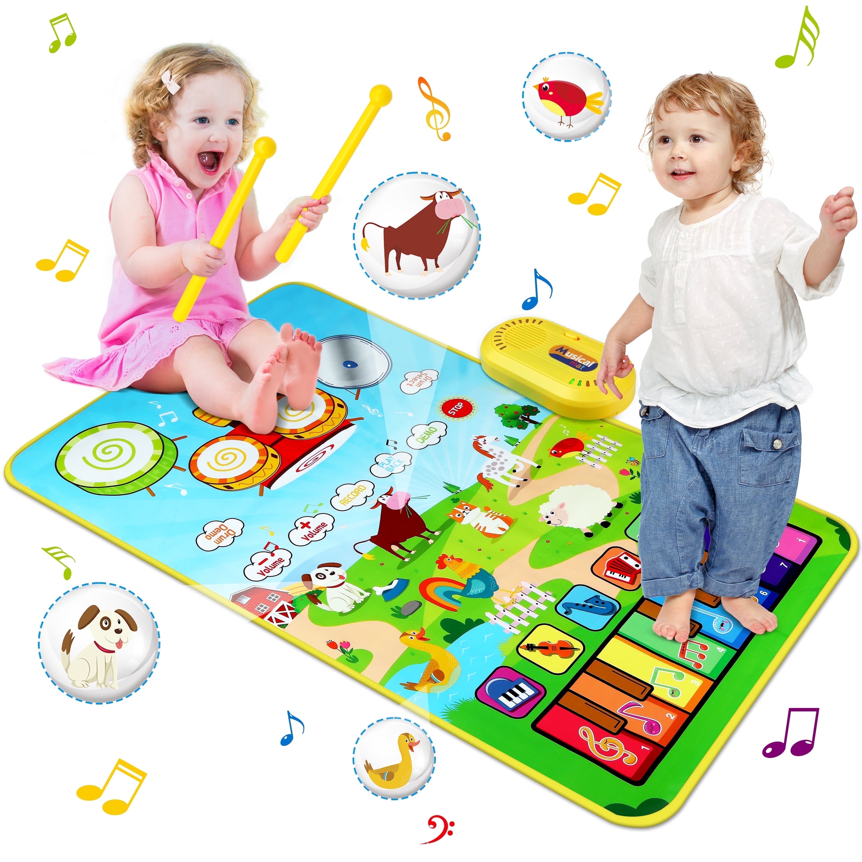 Vanmor Kids Music Playmat, Piano & Drum Mat with Animal Touch, Birthday ...