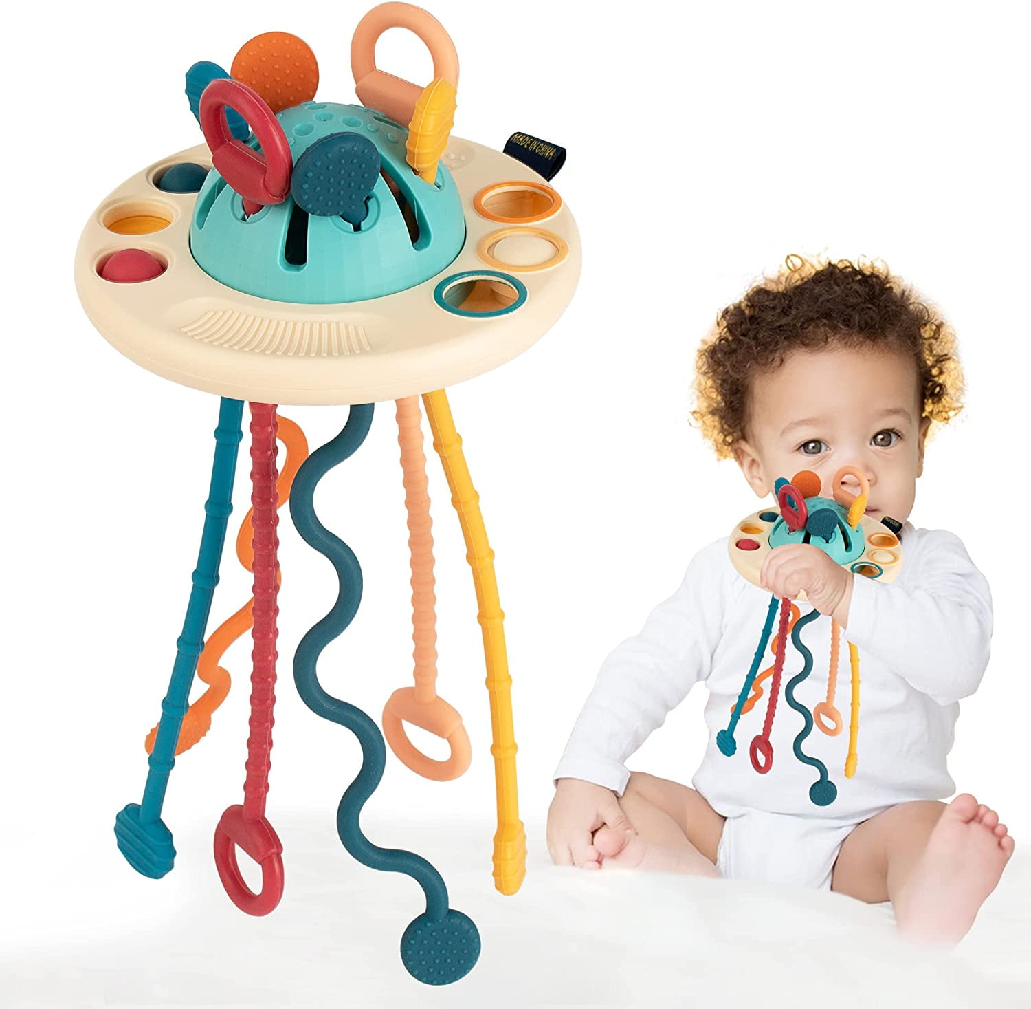 Vanmor Sensory UFO Pulling Toy, Baby Toys 6 to 12 Months, Montessori ...