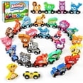 Vanmor Wooden Train Set for Toddlers, Magnetic Alphabet & Animal Trains ...
