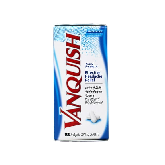 Vanquish Effective Headache Relief – Aspirin (NSAID), Acetaminophen, Caffeine, 100 Analgesic ...