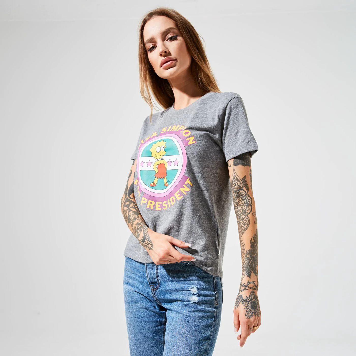 Vans X The Simpsons Lisa 4 President Women's T-Shirt Grey vn0a4v4b-17g ...