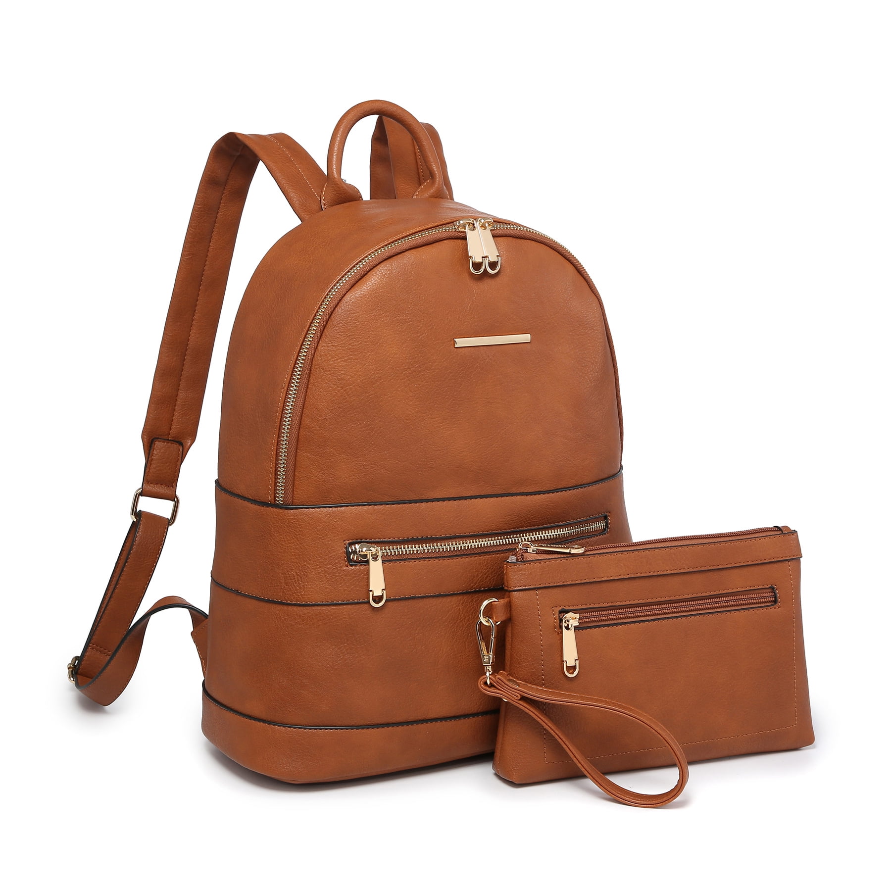 Vansarto Women Fashion Zipper Medium Backpack Purse Faux Leather ...