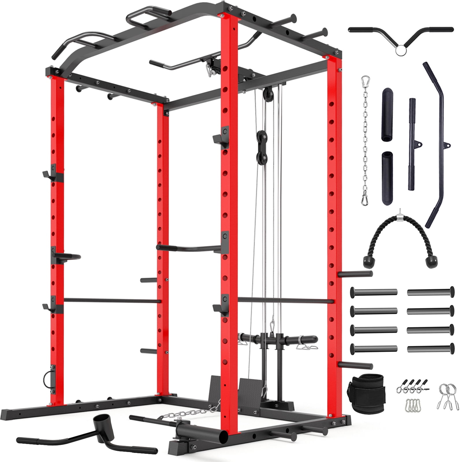 Vanswe Power Cage with LAT Pulldown Attachment, 1200-Pound Power Rack ...