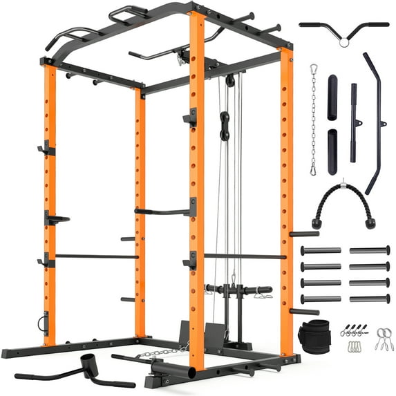 Vanswe Power Cage with LAT Pulldown Attachment, 1200-Pound Power Rack ...