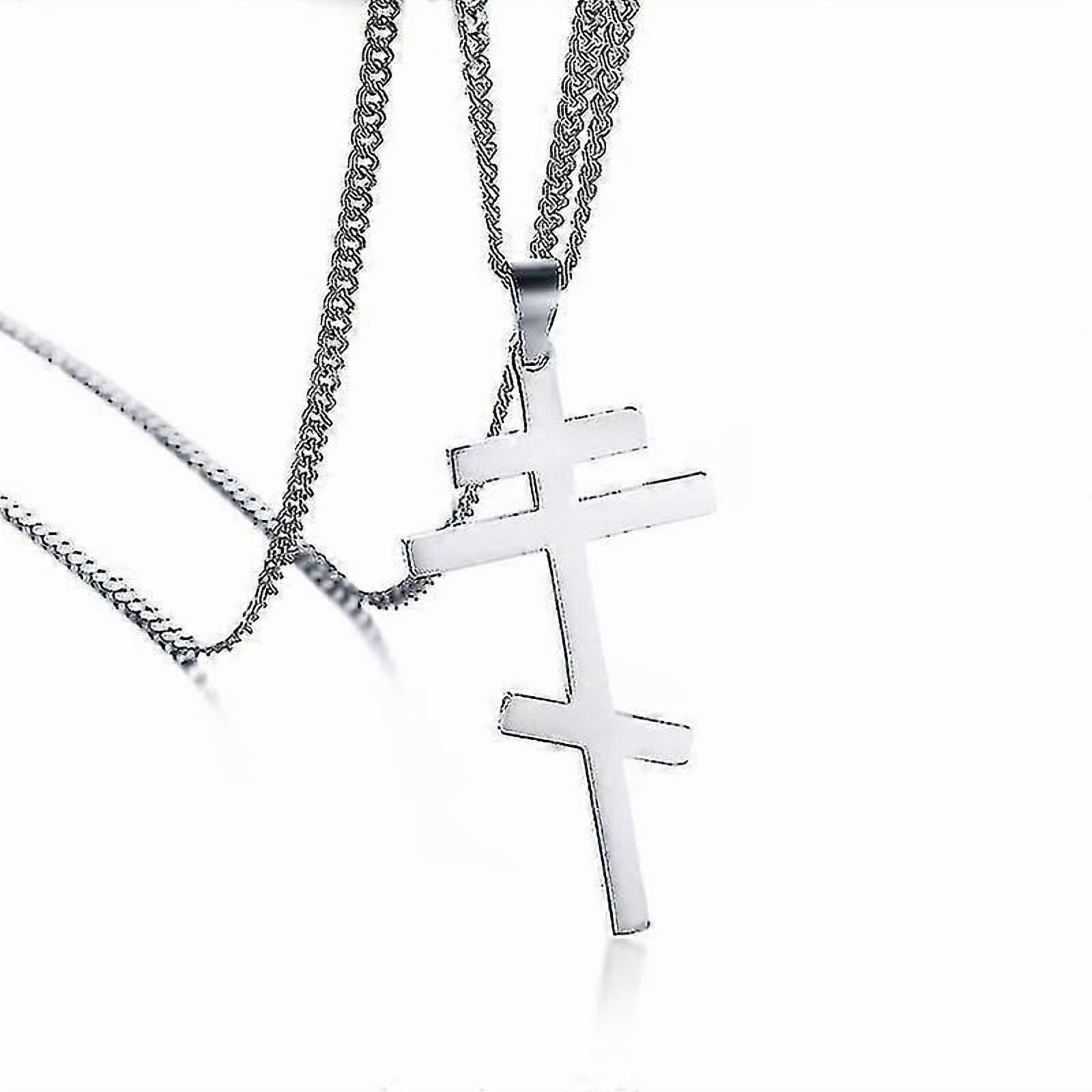 Vantage Orthodox Cross Pendant Men Necklace Christian Symbol Stainless ...