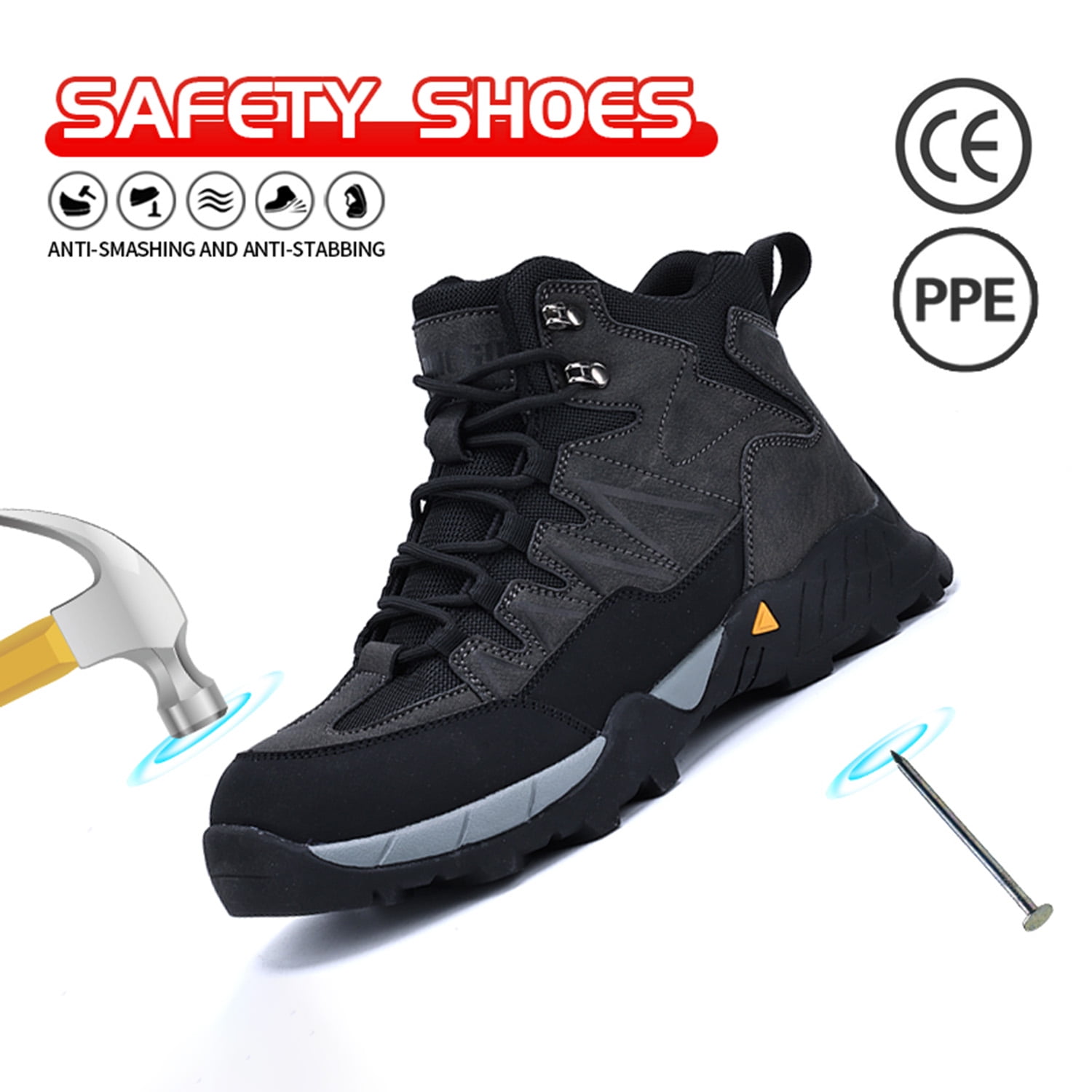 Vantalaria Steel Toe Boots for Men Women Slip Resistant Puncture Proof ...