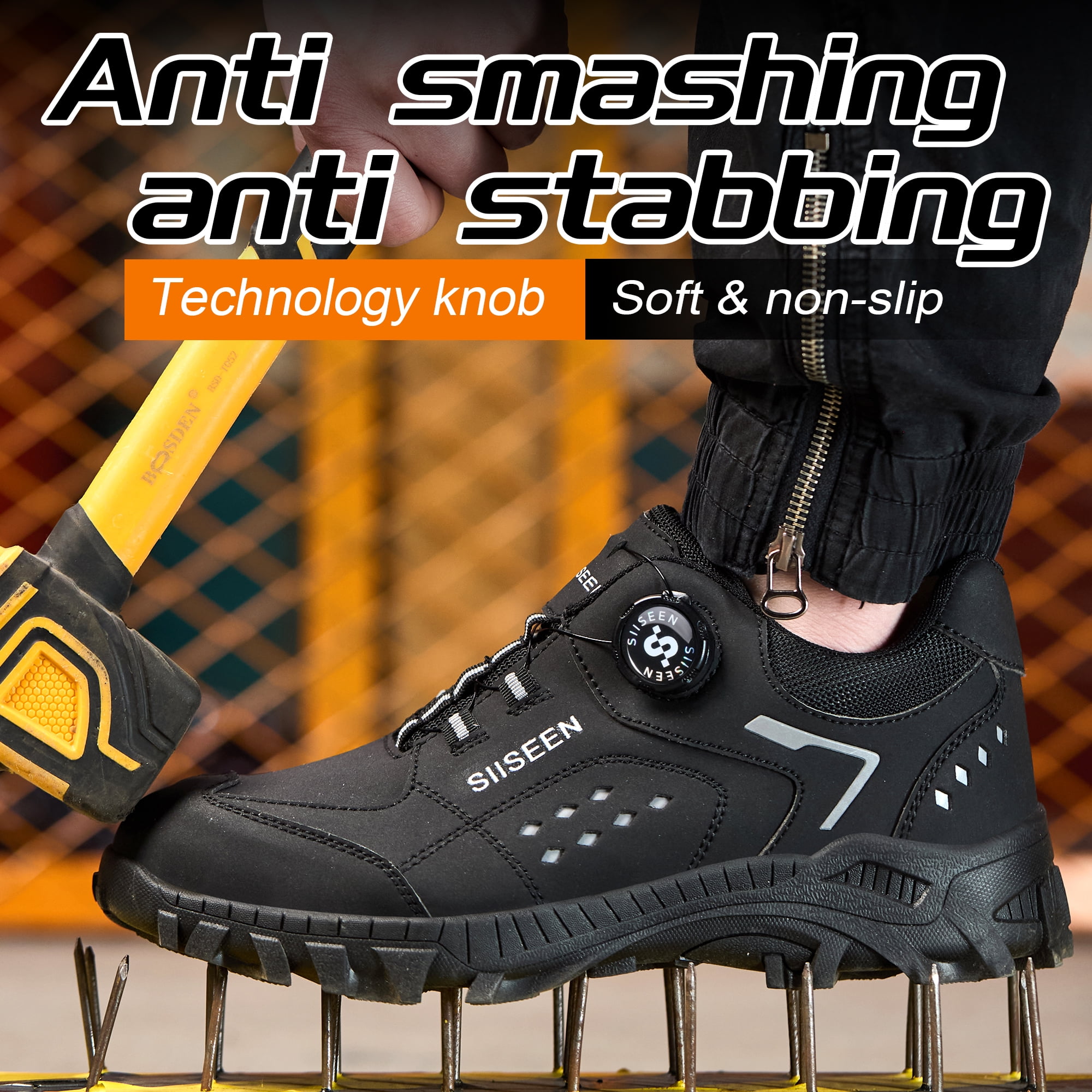 Vantalaria Steel Toe Shoes for Men Women Lightweight Puncture Resistant ...