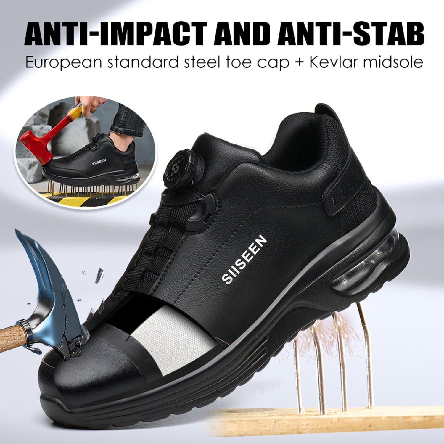 Vantalaria Steel Toe Work Shoes for Men Women Waterproof Slip Resistant Safety Shoes ...