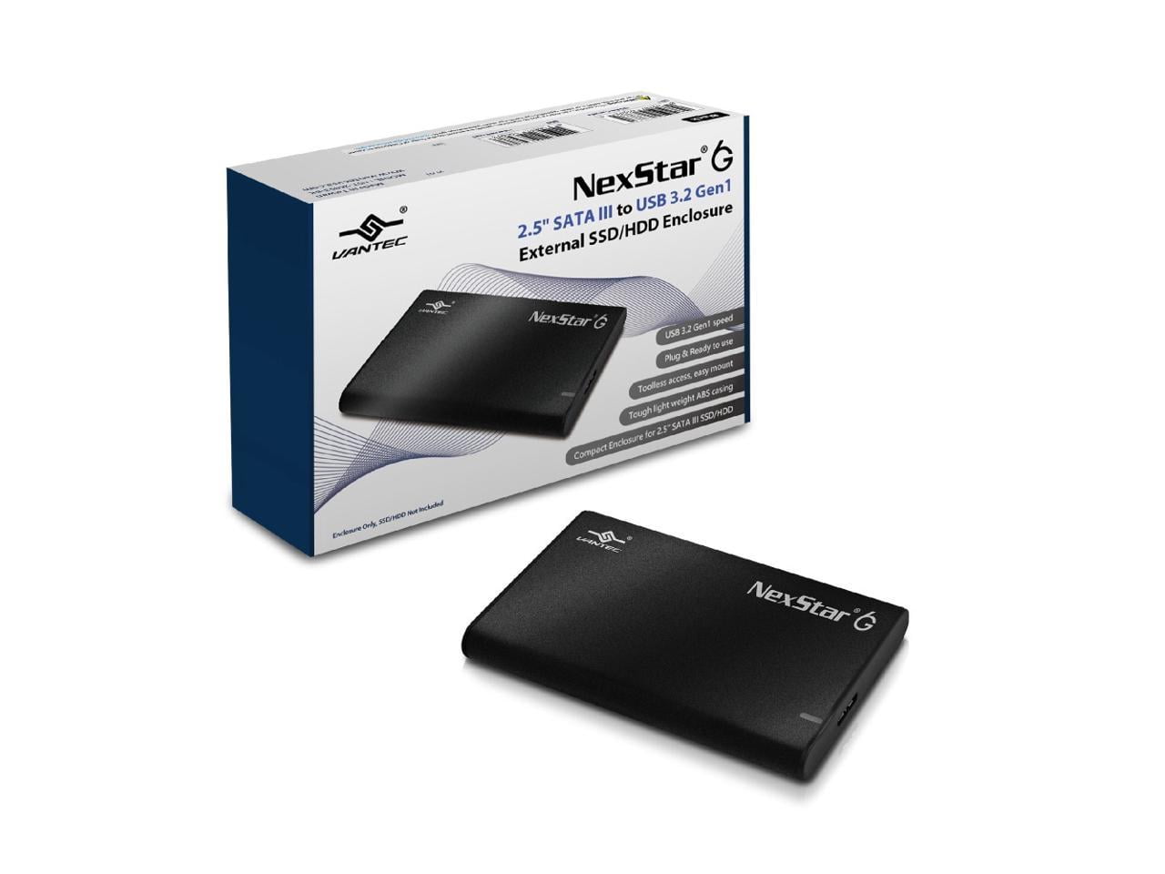 Vantec NexStar 6G 2.5” SATA III to USB 3.2 Gen1 External SSD/HDD Enclosure NST-268S3-BK ...