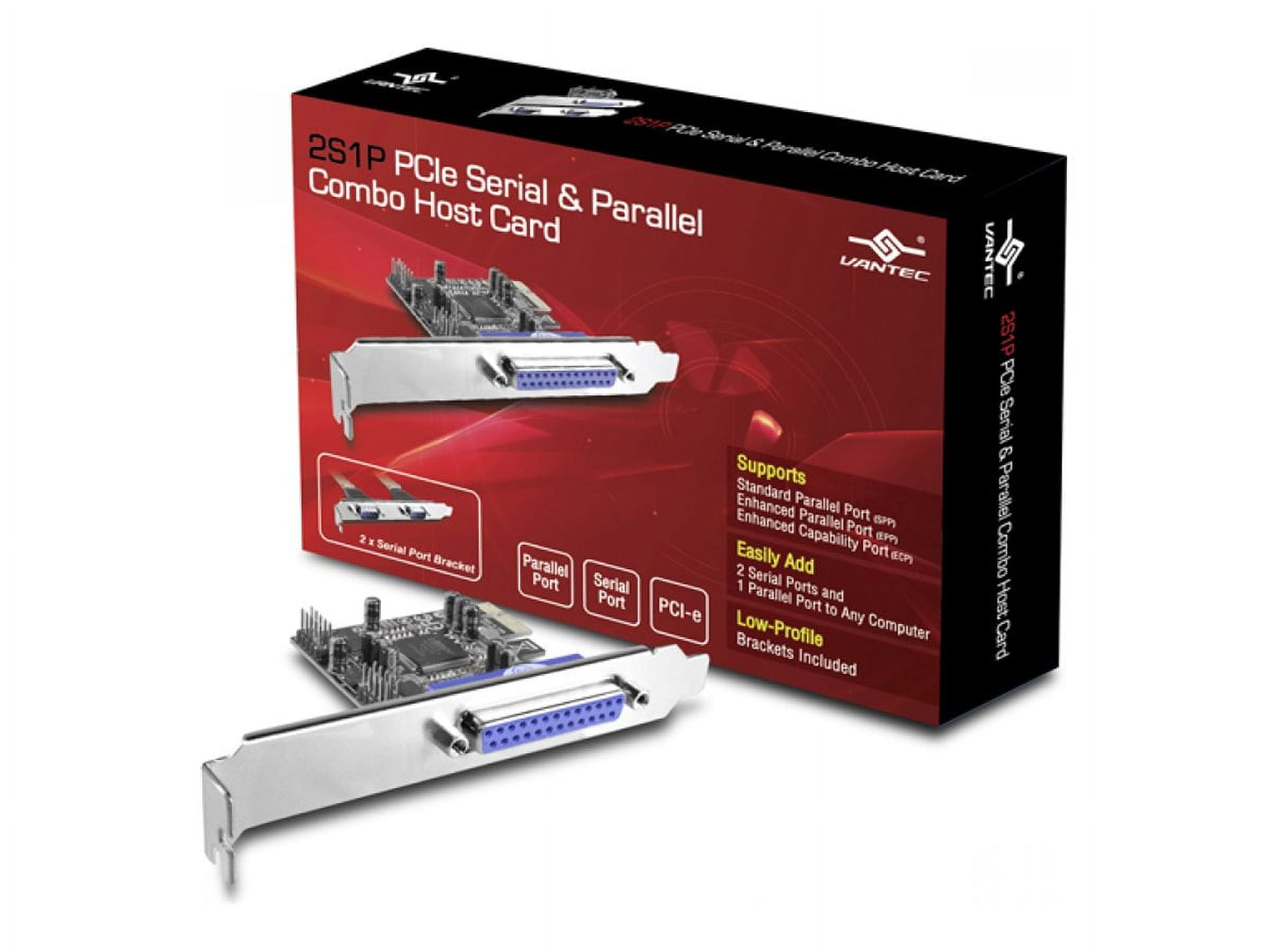 Vantec PCIe Serial and Parallel Host Card, 2 Serial Ports, 1 Parallel ...
