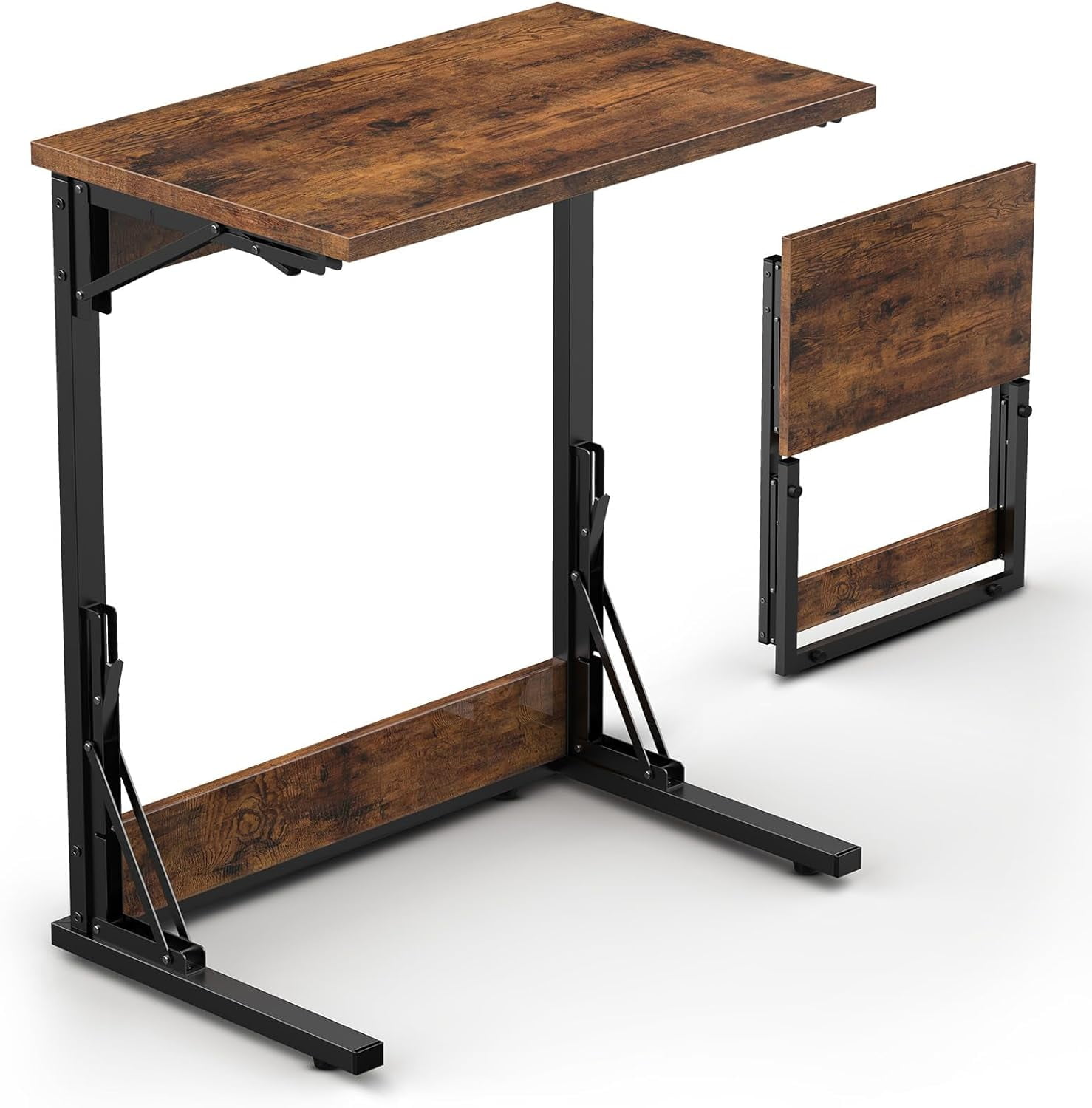 Vantic 24" Folding C Shaped End Table, Small Sofa Side Laptop Desk ...