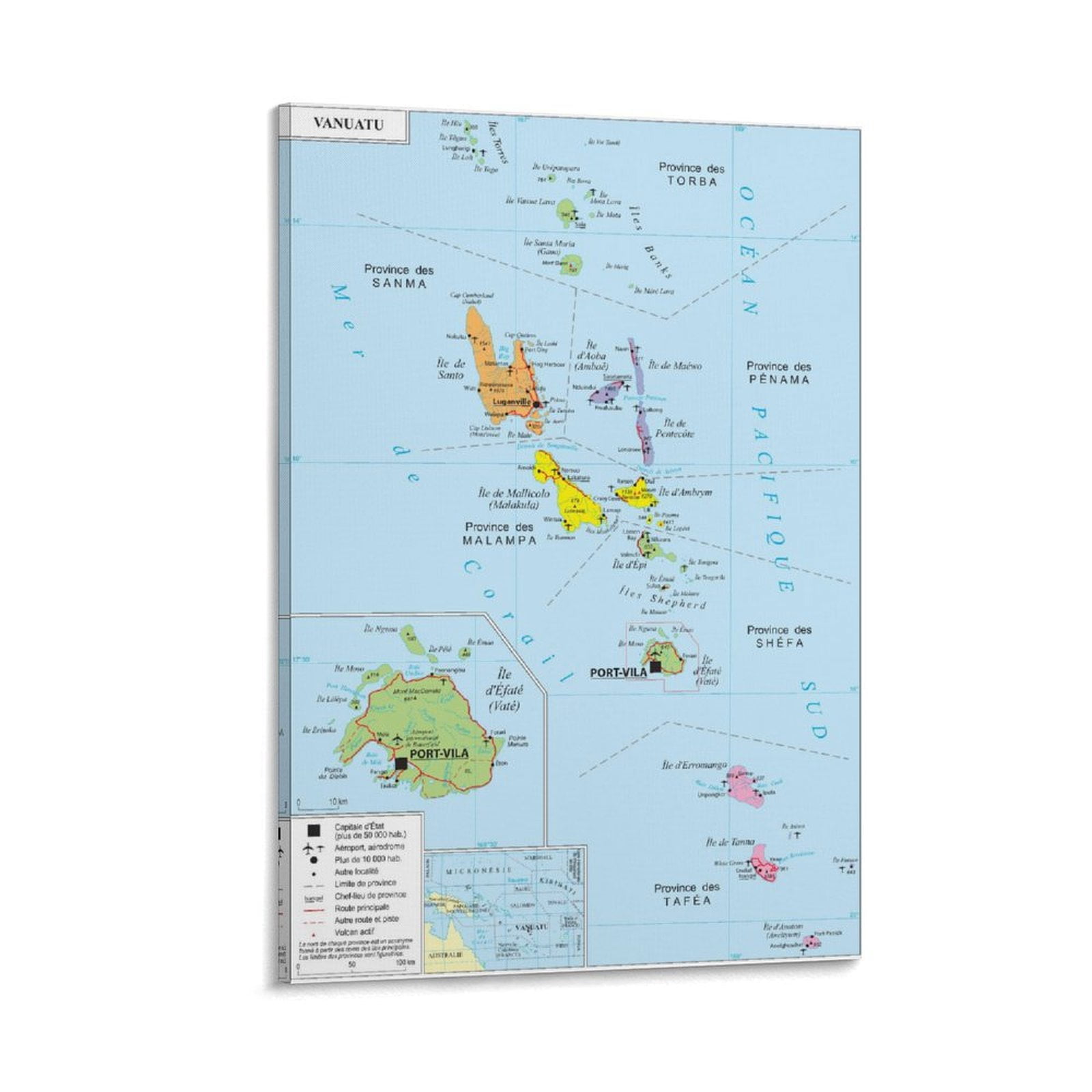Vanua-tu Map Posters Artworks Canvas Poster Room Aesthetic Wall Art ...