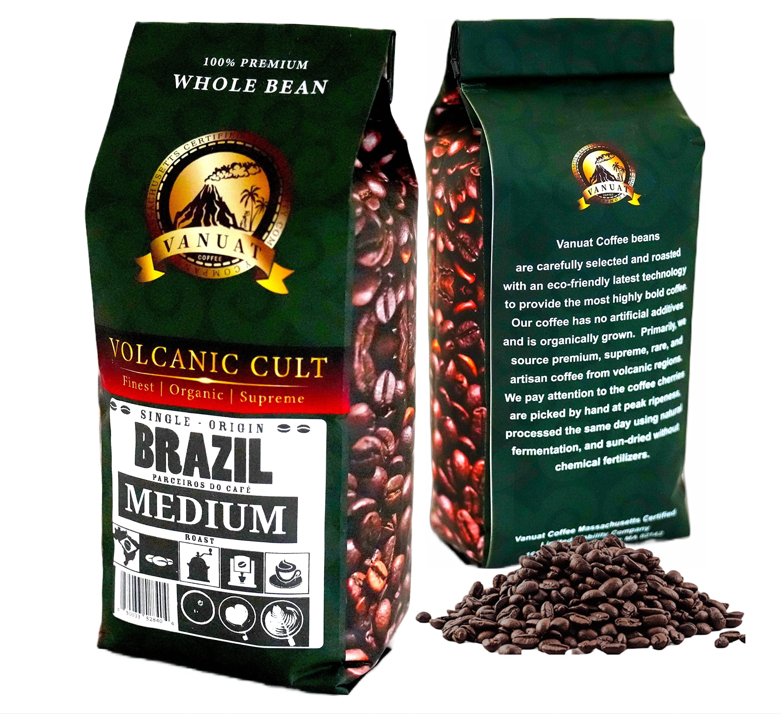 Vanuat Medium Roast Coffee Whole Bean Volcanic Cult Vanuat Organic ...