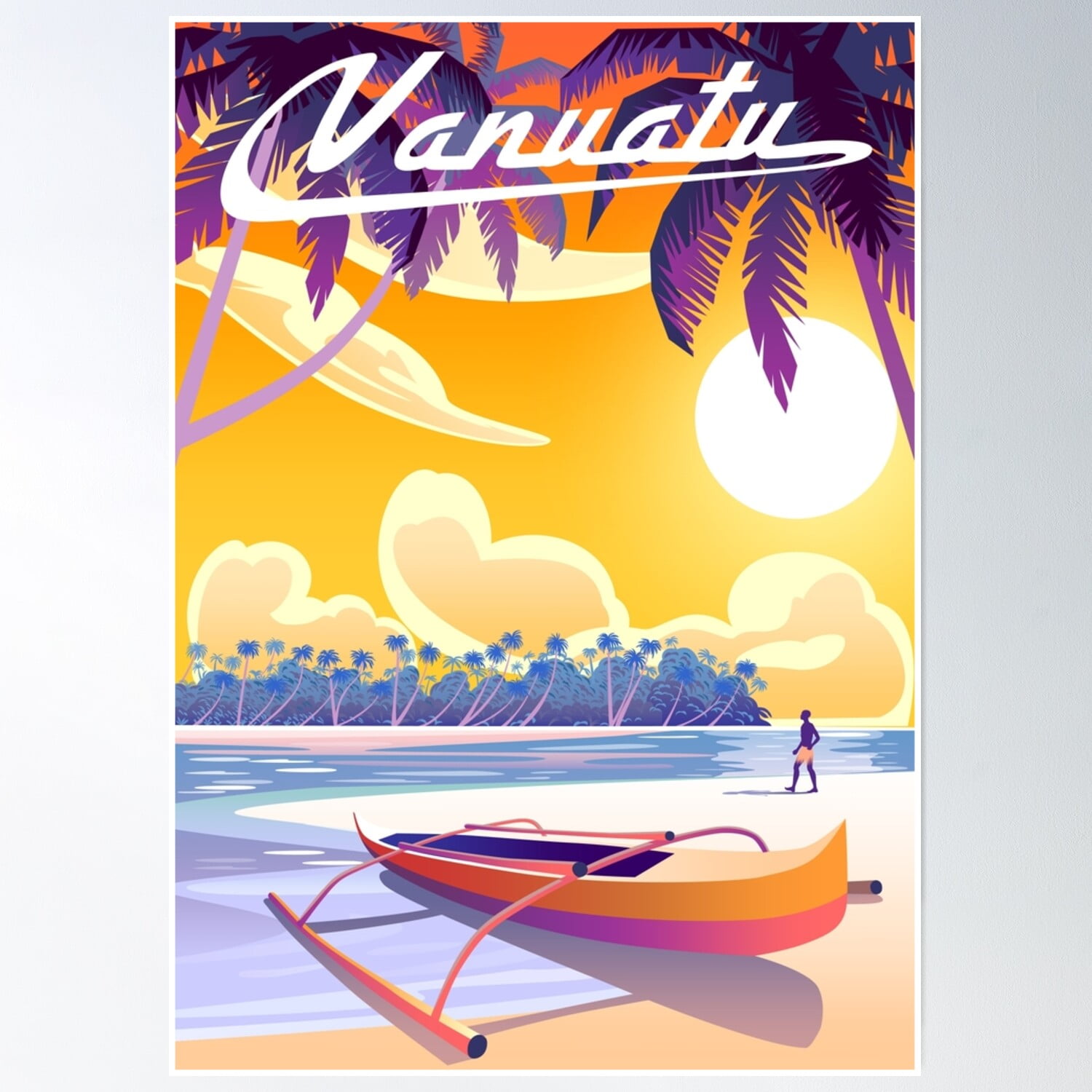 Vanuatu Tropical Beach Island Poster Wall Art, Modern Wall Decor, 8x12 ...