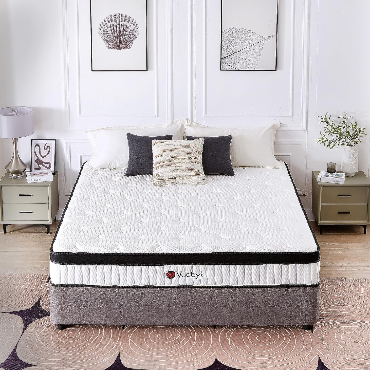 Vaobyk Queen Mattress, 12 inch Hybrid Queen Mattress in a Box, Memory ...