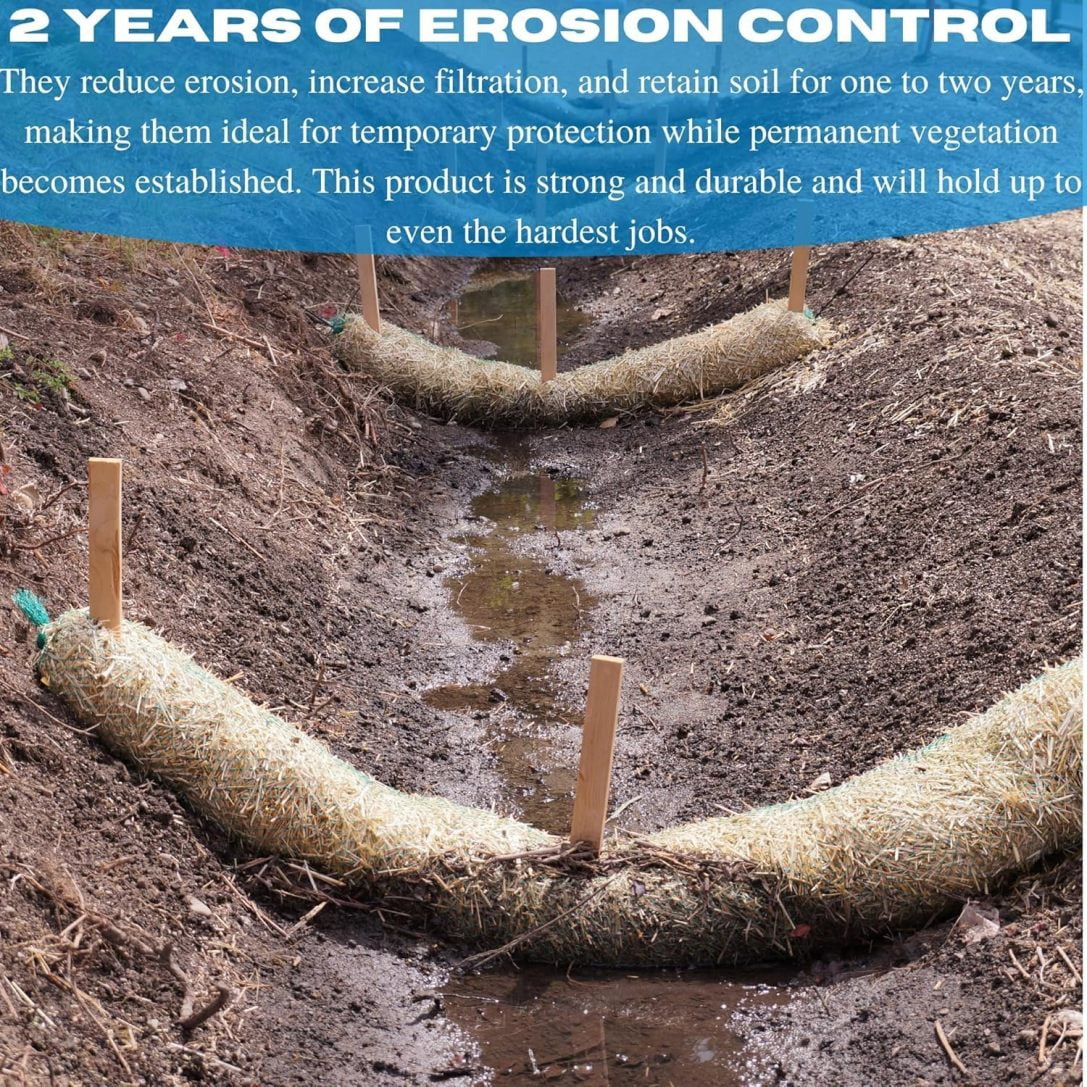 Vapor Barrier Supply - Straw Wattle - Straw Wattle, Wattles, Erosion ...