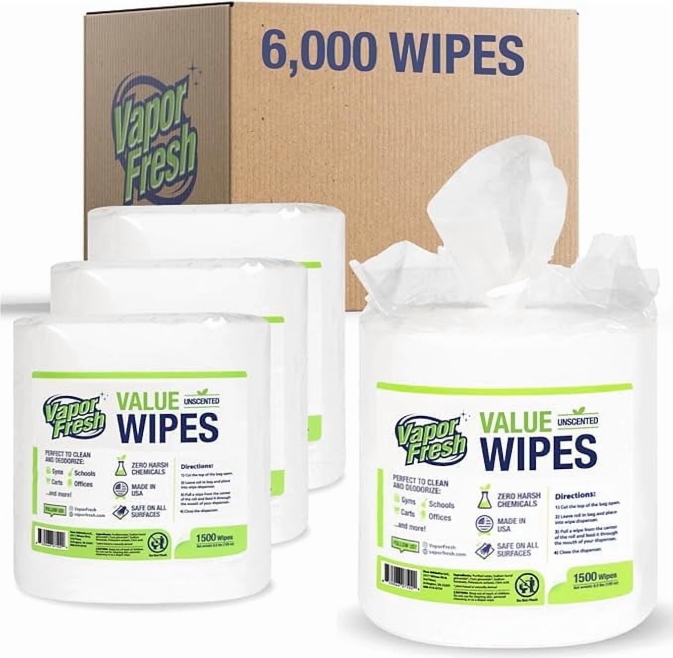 Vapor Fresh Value Wipes - 1,500 Count x 4 Rolls (6,000 Total Wipes ...