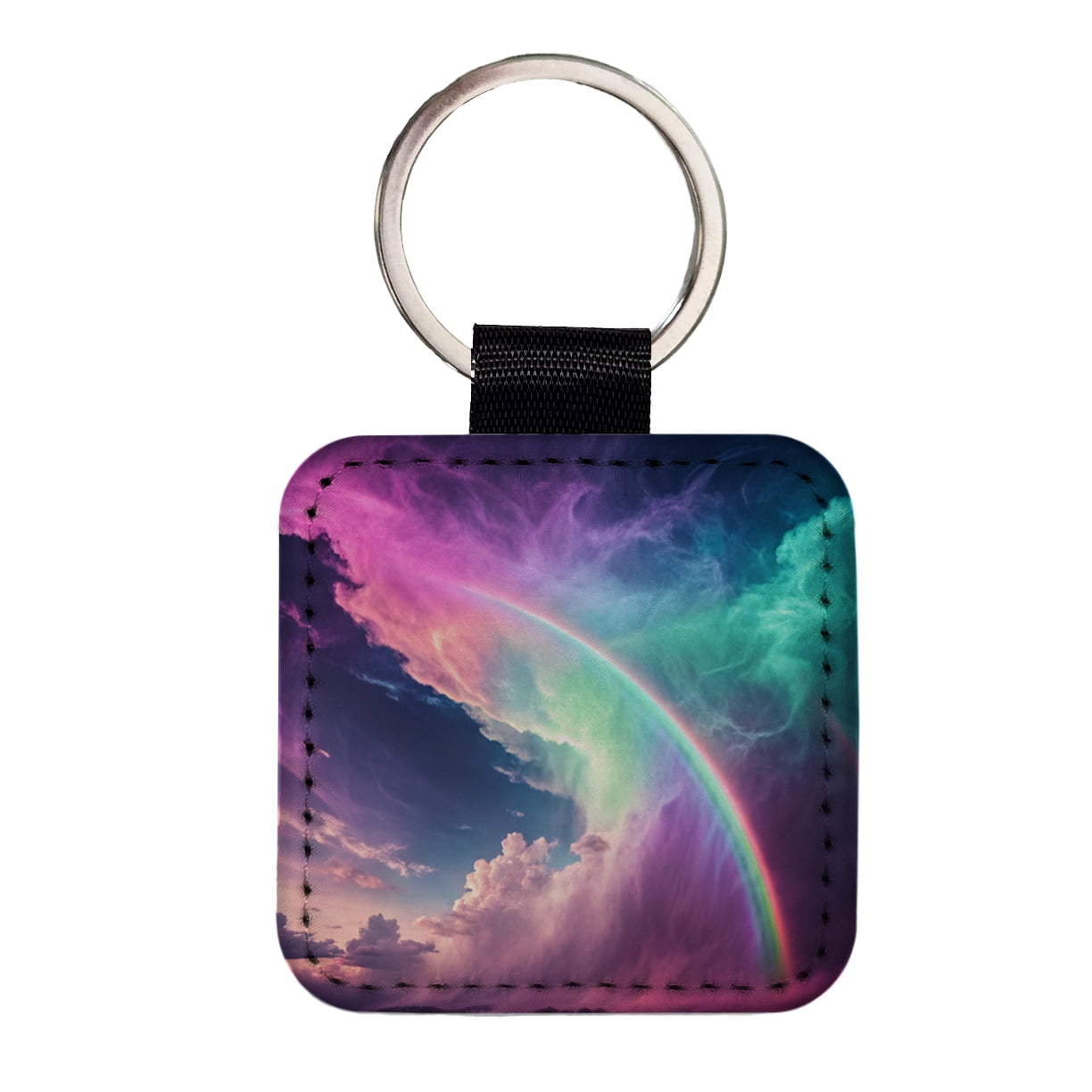 Vapor Rainbow Storm Faux Leather Square Keychain - Walmart.com