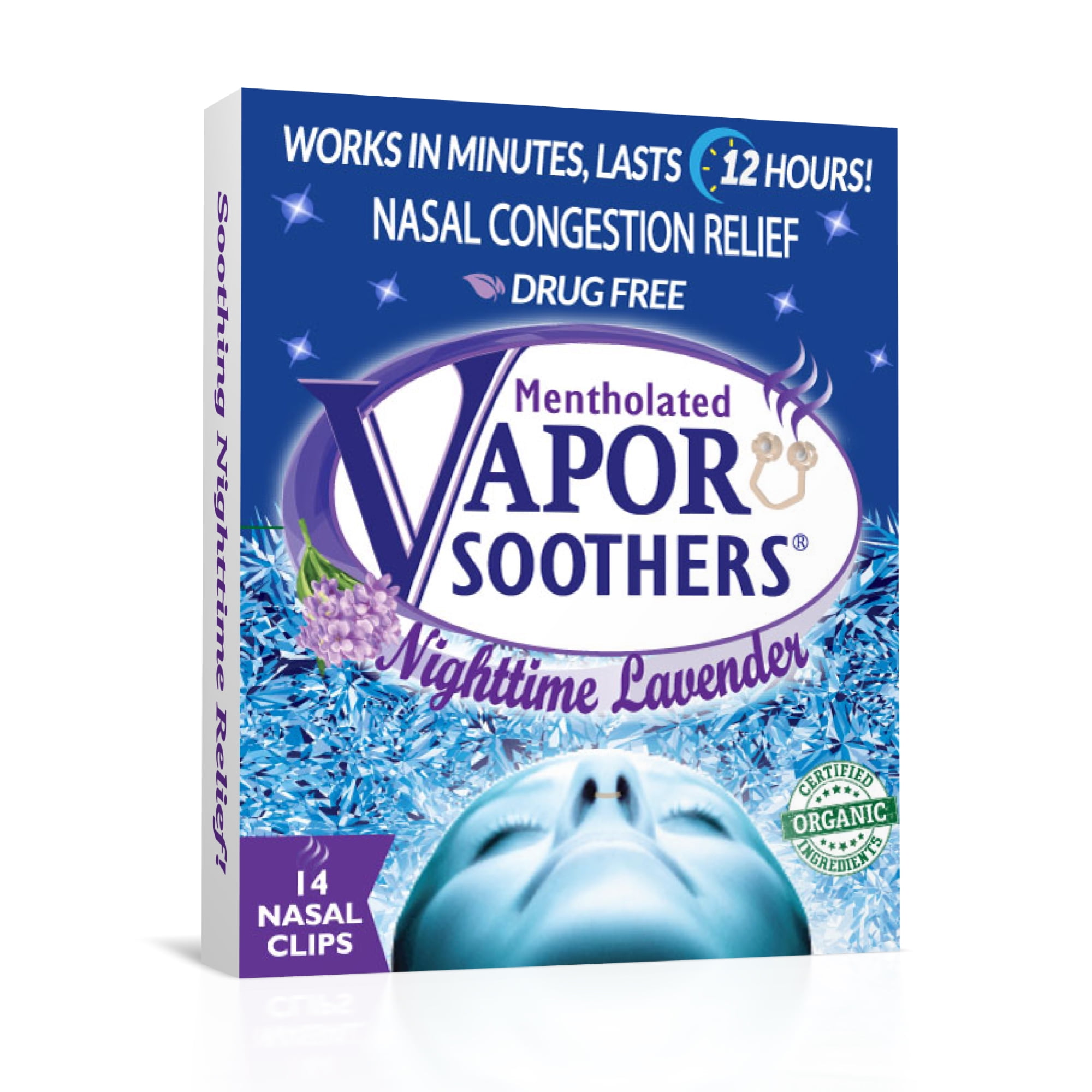 Vapor Soothers Mentholated Nasal Dilator Clips, Nighttime Lavender ...