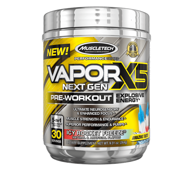 Vapor X5 Next Gen Pre Workout Powder, Explosive Energy Supplement, Icy ...