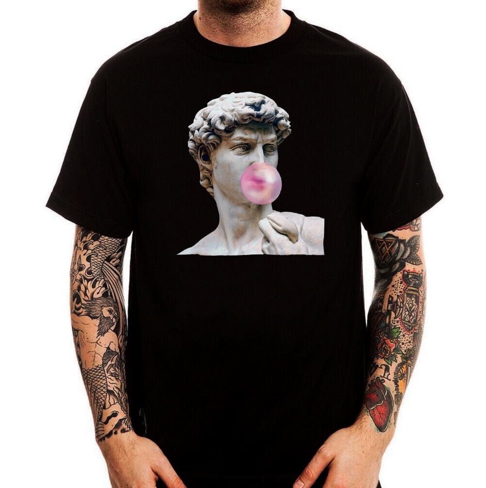 Vaporwave Bubble Gum Roman Greek Statue Men's Printed Cotton T-shirt ...
