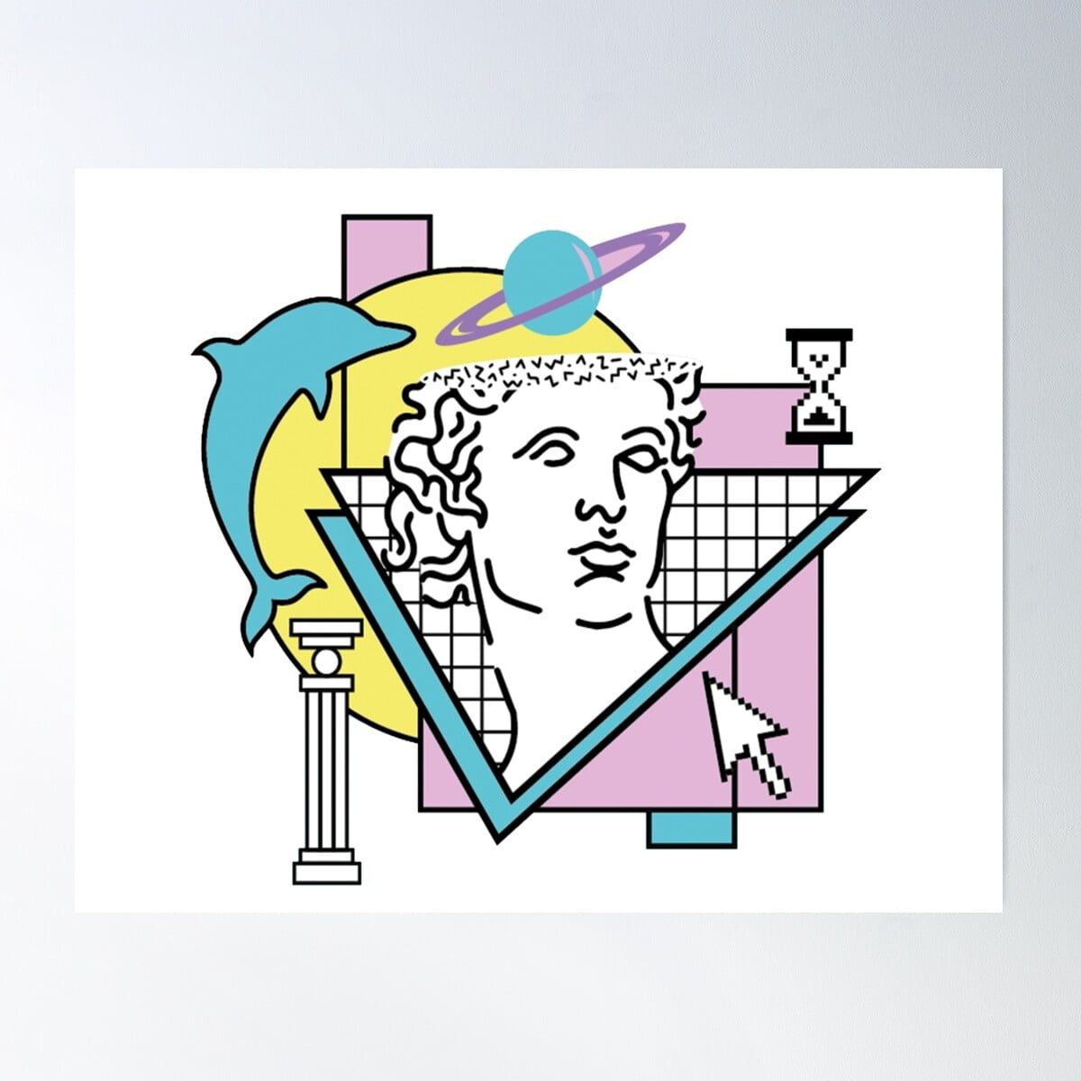 Vaporwave Clean Cartoon Aesthetics Poster Wall Art, Modern Wall Decor ...