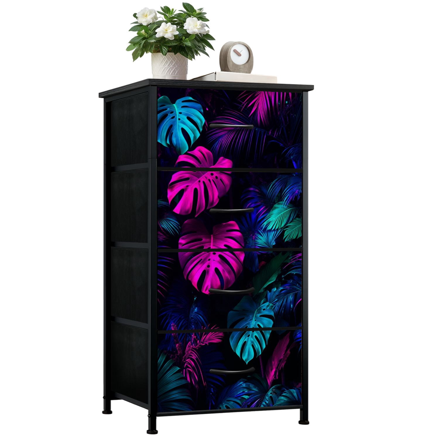 Vaporwave Dresser for Bedroom with 4 Storage Drawers Vibrant Neon ...
