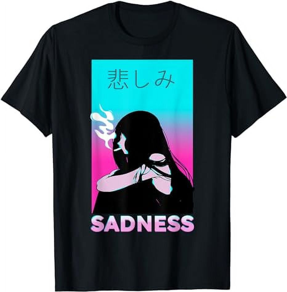 Vaporwave Japanese Otaku Anime Babe Girl with sadness T-Shirt - Walmart.com