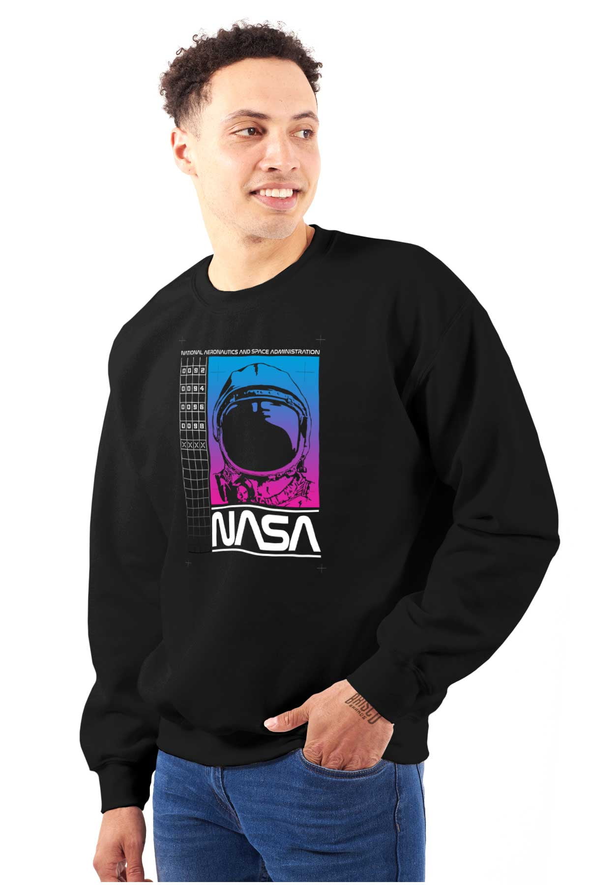 Vaporwave NASA Worm Logo Astronaut Sweatshirt for Men or Women Brisco ...