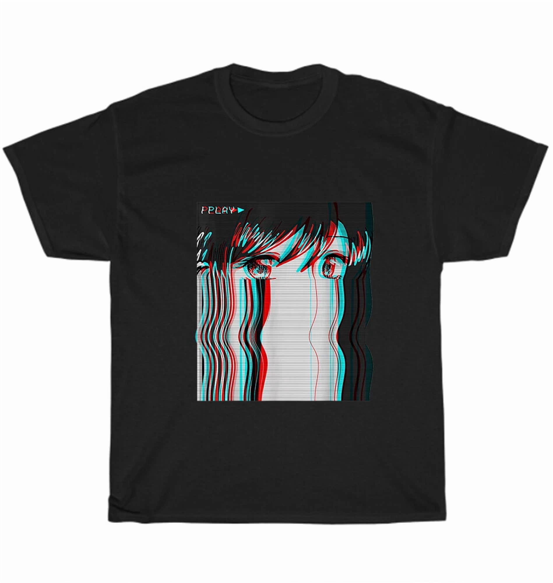 Vaporwave Sad Anime Girl Retro Aesthetic Eboy Egirl Harajuku Tee up to ...