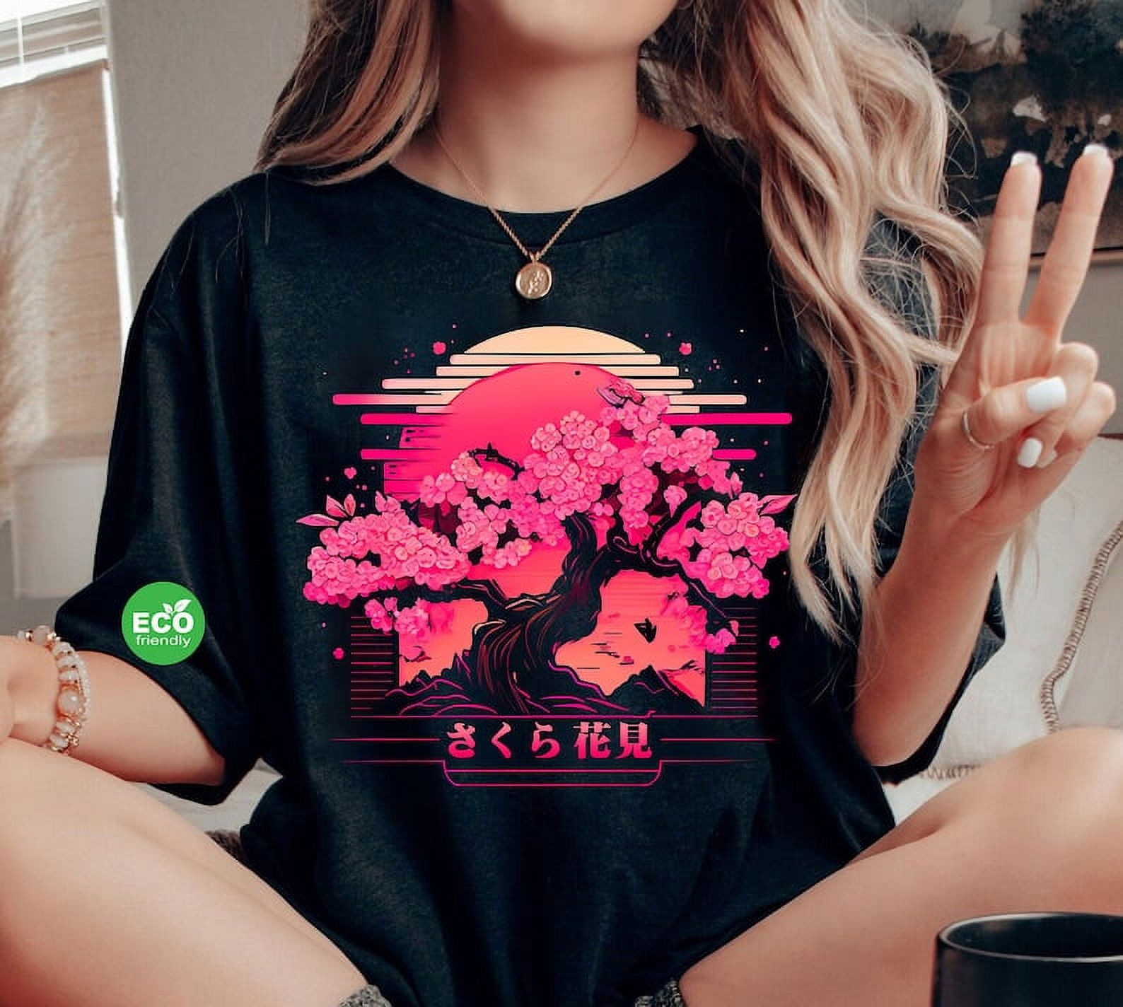 Vaporwave Sakura Shirt, Cherry Blossom Tshirt, Japan Pink Tree Flower Tee, Japanese Aesthetic ...