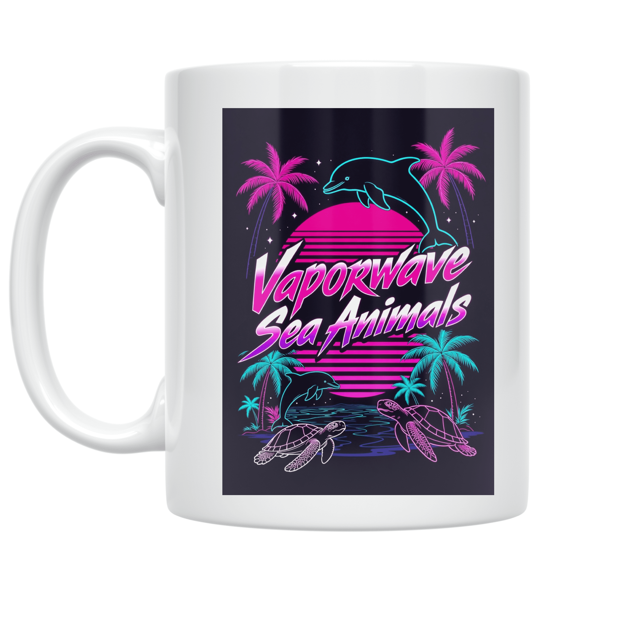 Vaporwave Sea Animals Design - Sea Life Enthusiast - 11 oz Ceramic ...
