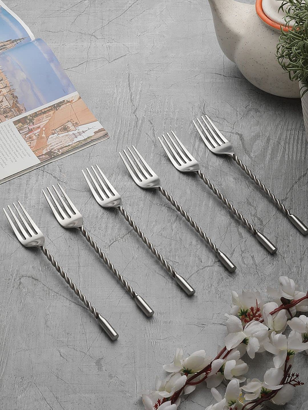 VarEesha Antique Matt Finish Stainless Steel Twisted Handle Forks Set ...
