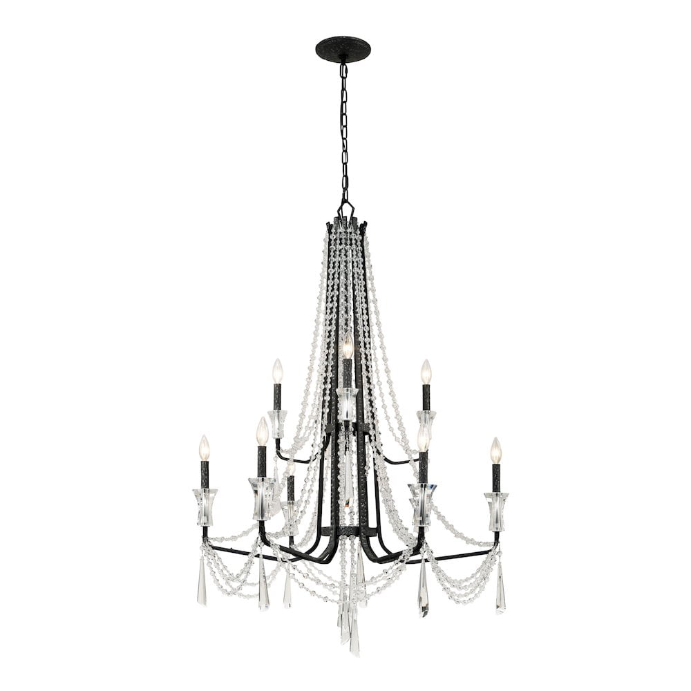 Varaluz Barcelona 9-Lt 2-Tier Crystal Chandelier - Onyx - Walmart.com