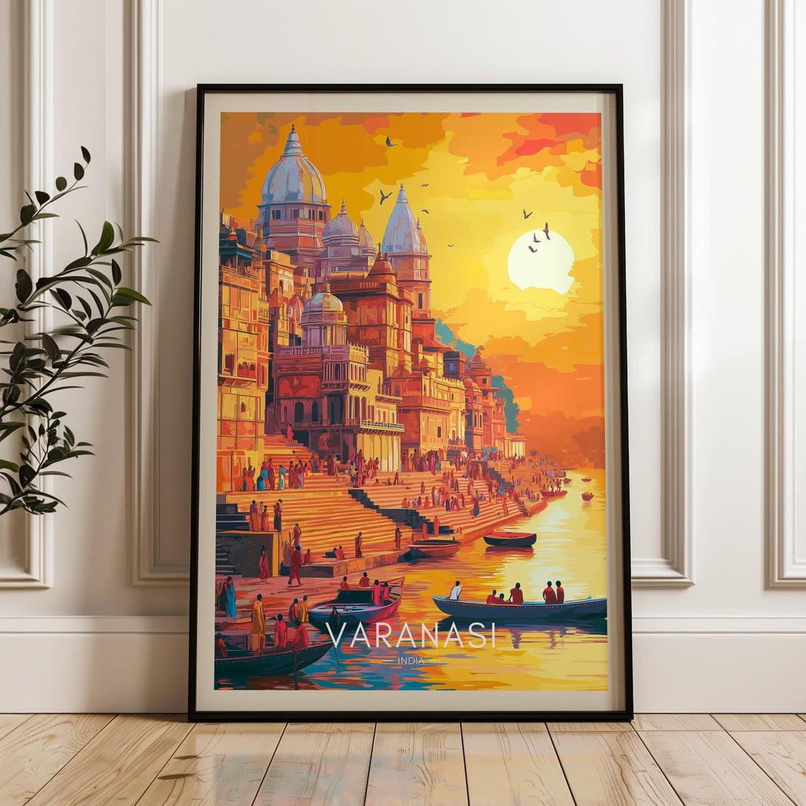 Varanasi Travel Poster - India Wall Art Print, Illustration Poster ...