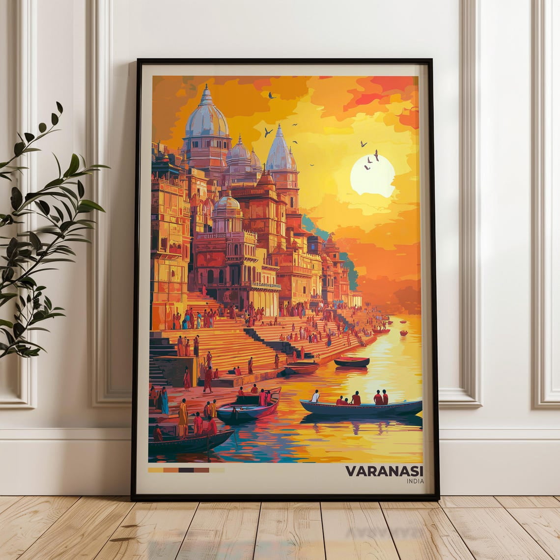 Varanasi Travel Poster - India Wall Art Print, Illustration Poster ...