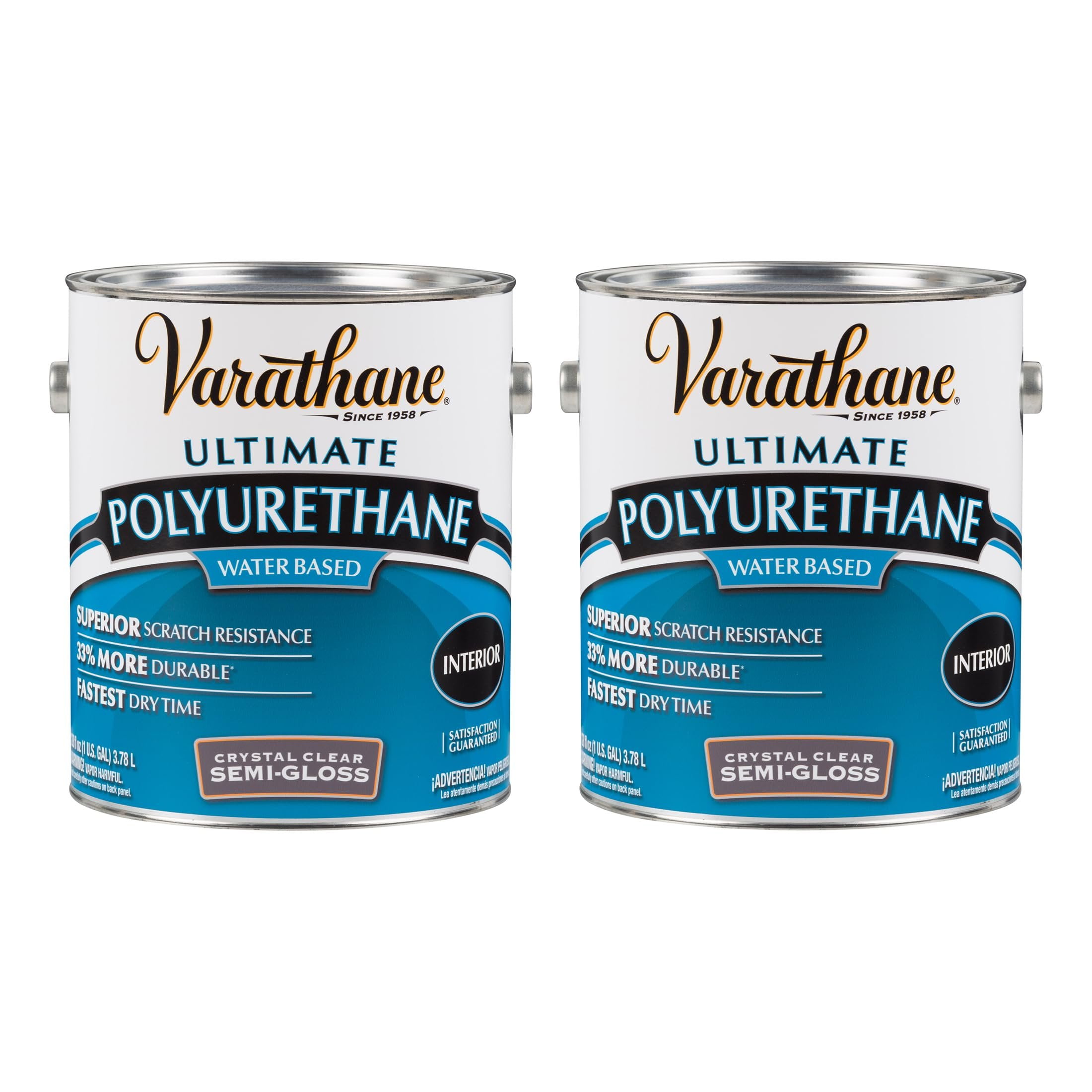Varathane 200131-2PK Water-Based Ultimate Polyurethane, Gallon, Semi ...