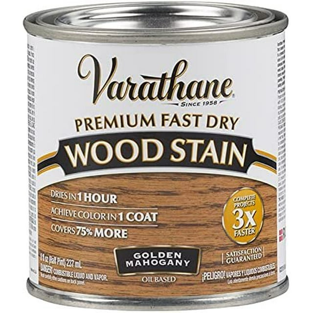 Varathane 262033 Premium Fast Dry Wood Stain, Half Pint, Golden ...