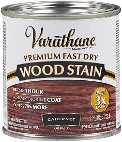 Varathane 262035 Premium Fast Dry Wood Stain, Half Pint, Cabernet ...