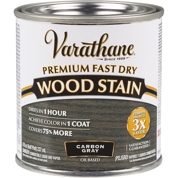 Varathane 307416 Premium Fast Dry Wood Stain, Half Pint, Carbon Gray ...