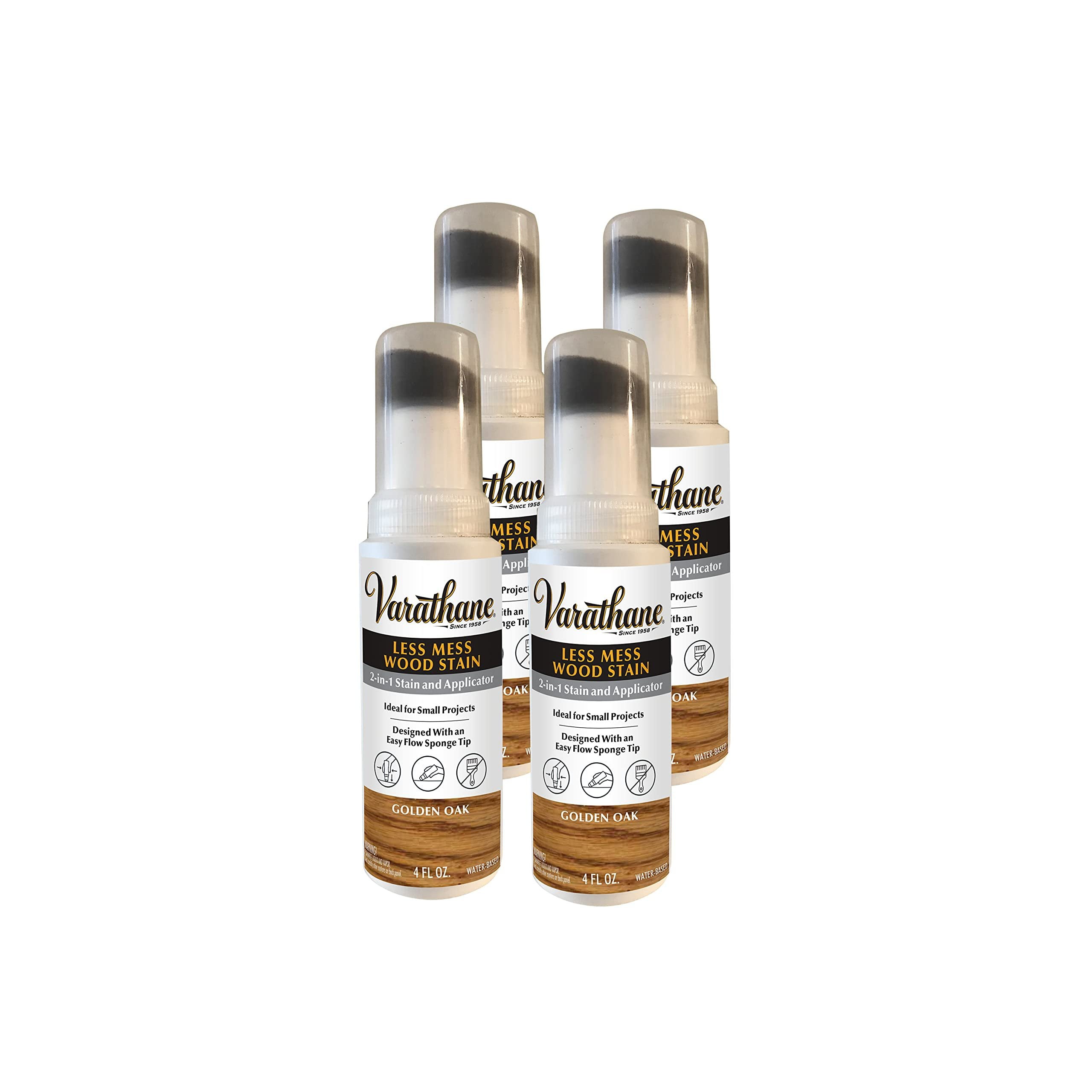 Varathane 368035-4PK Less Mess Wood Stain and Applicator, 4 oz, Golden ...