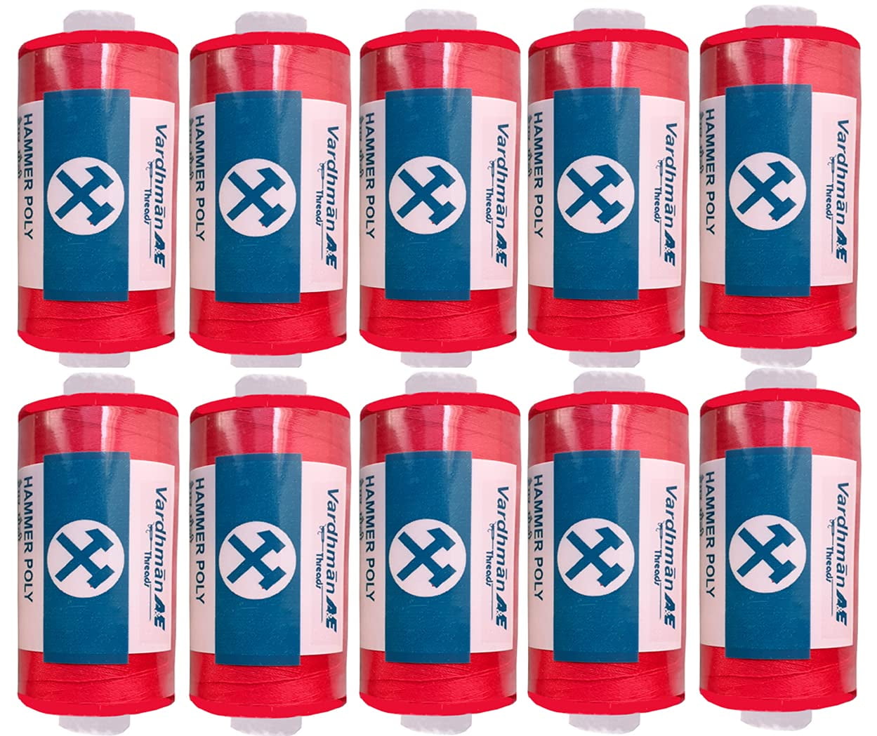 Vardhman AE Threads Hammer Poly 100 Spun Polyester Thread 10 Red Reels ...