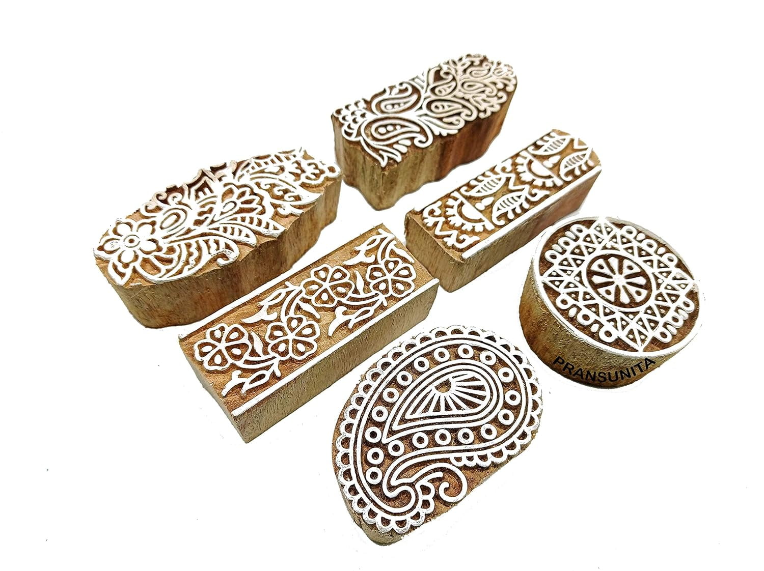 Vardhman Wooden Hand Carved Printing Stamp Block for Mehndi Textile ...