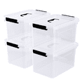 Vareone 10 L Plastic Storage Boxes, Clear Latch Bin with Handle and Lid ...