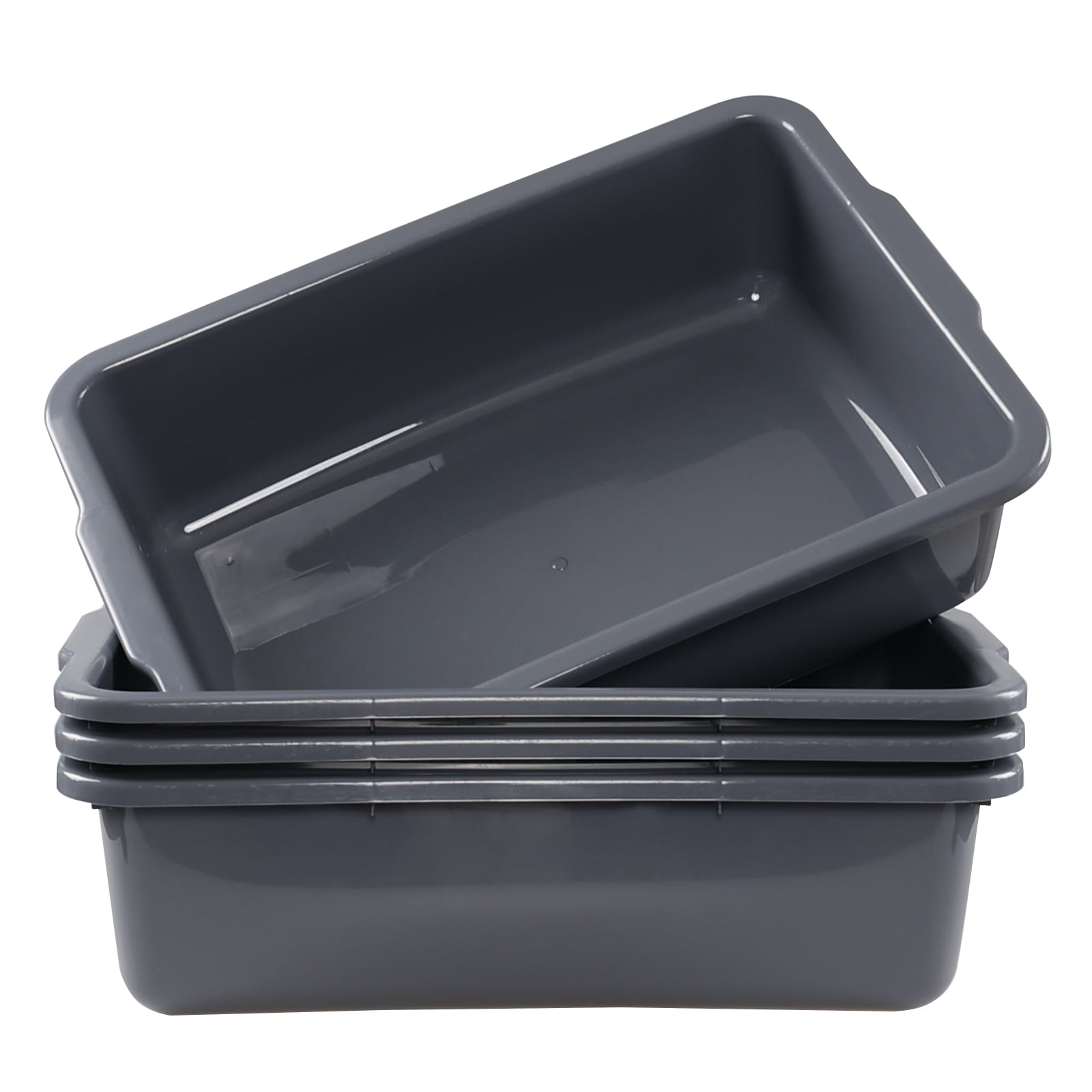 Vareone 4-Pack Plastic Bus Boxes, 32 L Large Commercial Bus Tubs, Gray ...