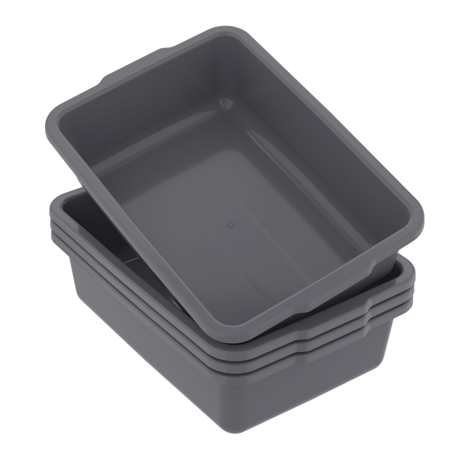 Vareone 4-Pack Plastic Bus Boxes, 32 L Large Commercial Bus Tubs, Gray ...